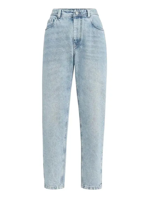 Brunello Cucinelli Baggy Tapered Jeans In Light Vintage Denim - Multicolor