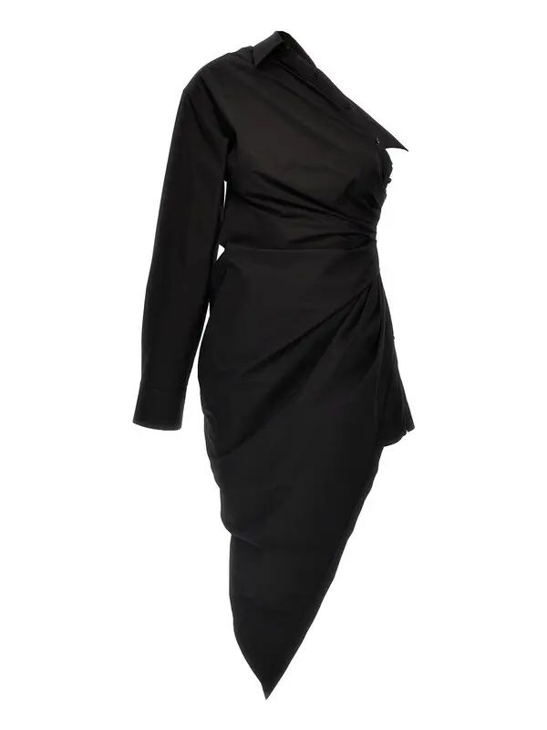 Alexander Wang Asymmetrical One-shoulder Shirt Dress - Black