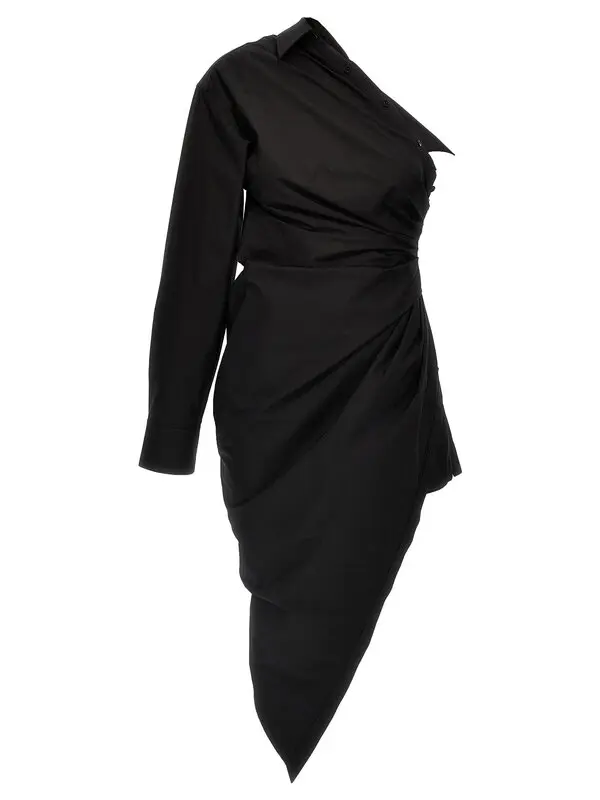 Alexander Wang Asymmetrical One-shoulder Shirt Dress - Black