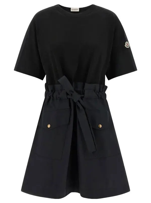 Moncler Belted Cotton Mini Dress - Black