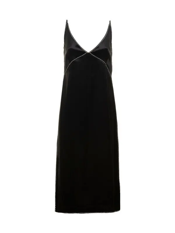 Dries Van Noten Black Dana Slip Dress With Sequin Embellishment - Multicolor