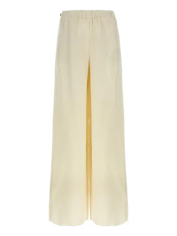 Max Mara Onore" Wide Leg Pants In Linen Silk Twill - White
