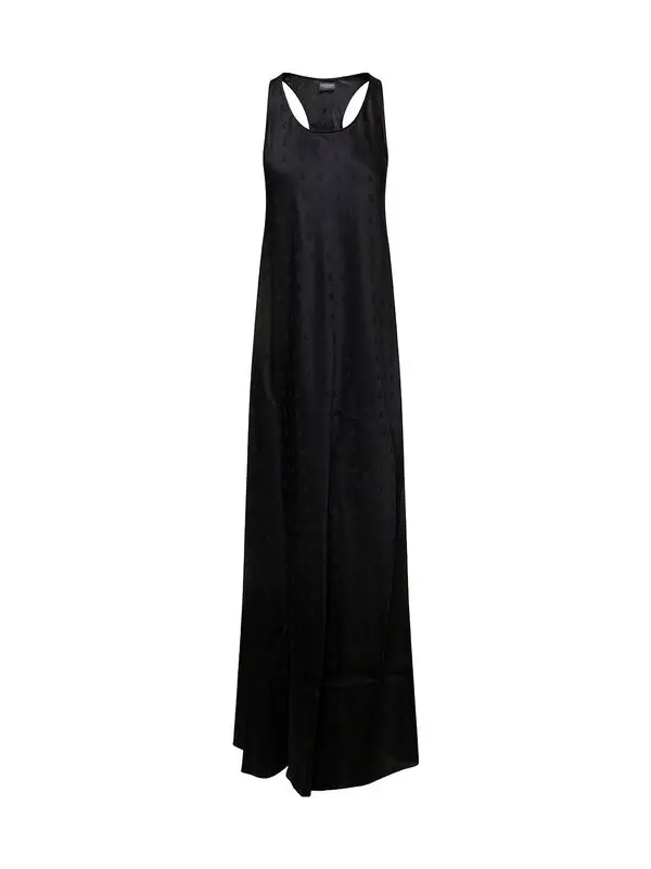Balenciaga Long Evening Dress With All-over Logo Motif - Multicolor
