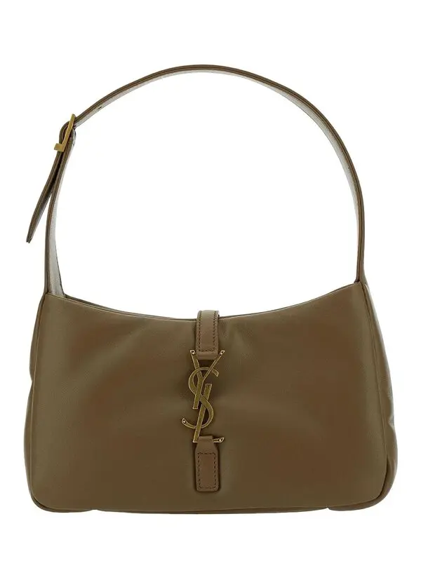 Saint Laurent Le 5 À 7 Padded' Beige Shoulder Bag With Logo Detail In Padded Leather - Multicolor
