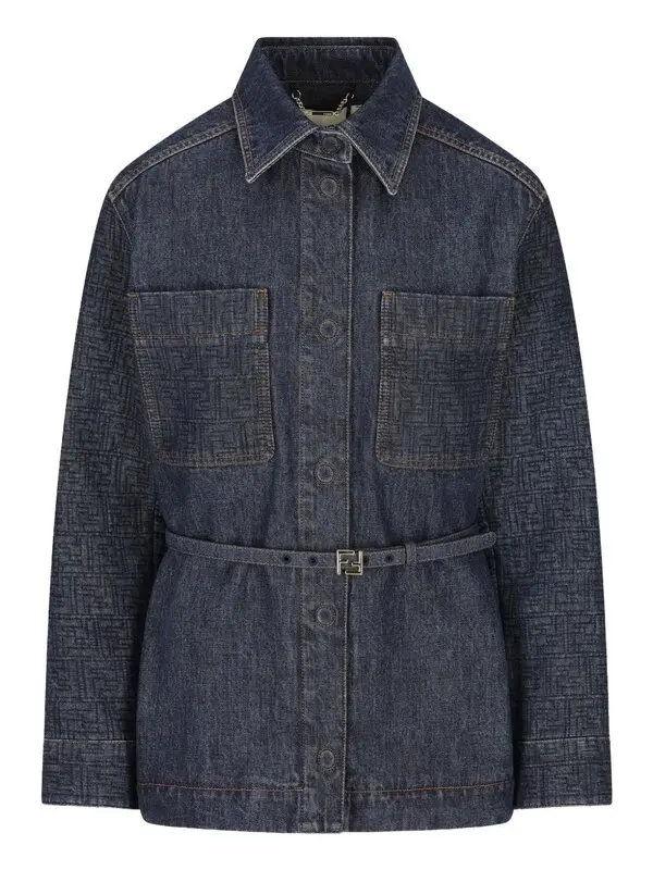 Fendi Denim Cotton Jacket With Ff Quilting - Multicolor