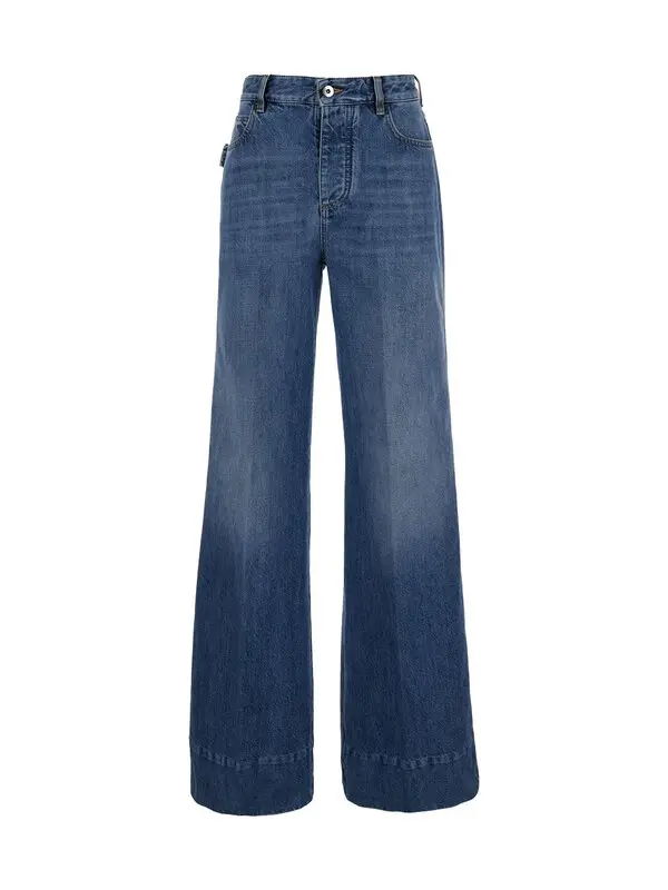 Bottega Veneta Palazzo Jeans With Logo Patch - Multicolor