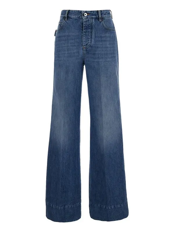 Bottega Veneta Palazzo Jeans With Logo Patch - Multicolor