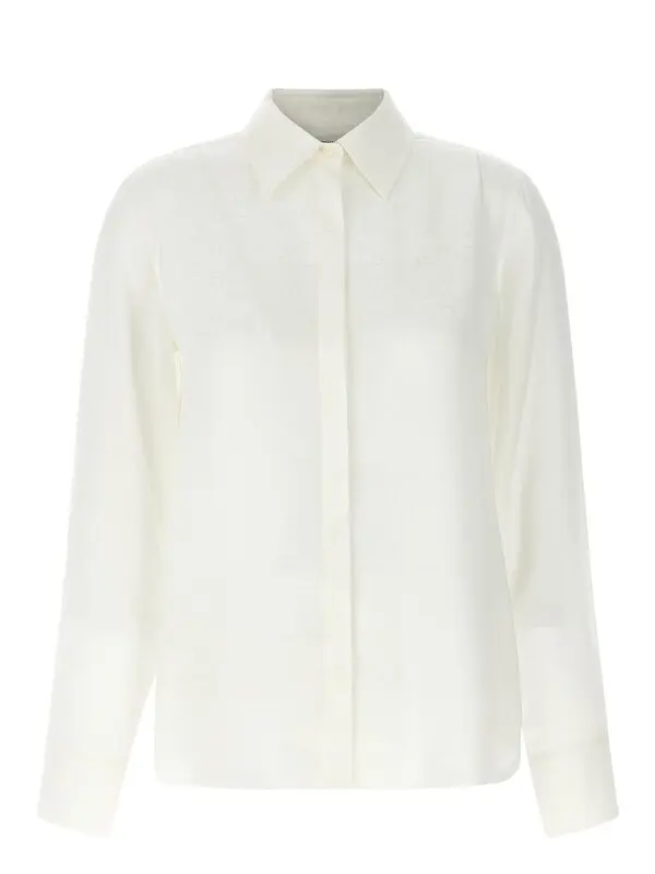 FERRAGAMO Silk Monogram Jacquard Logo Shirt - White