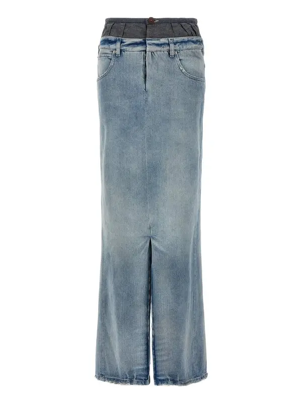 MAISON MARGIELA Slits Denim Maxi Skirt - Multicolor