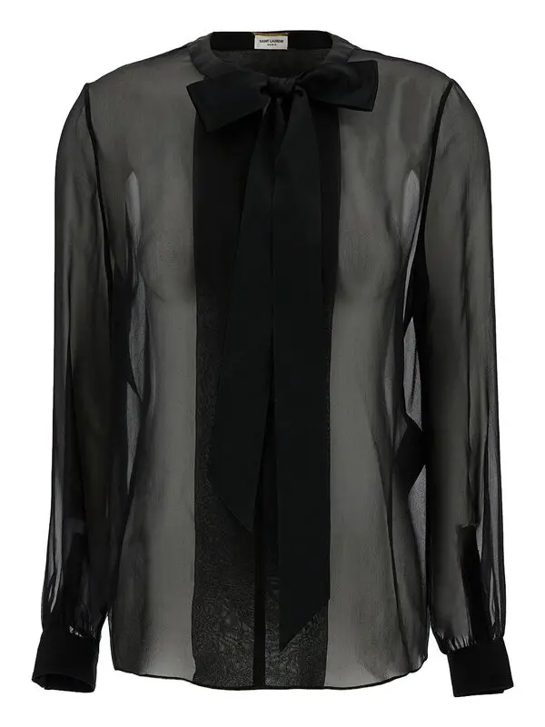 Saint Laurent Bow Detail Silk Shirt - Multicolor