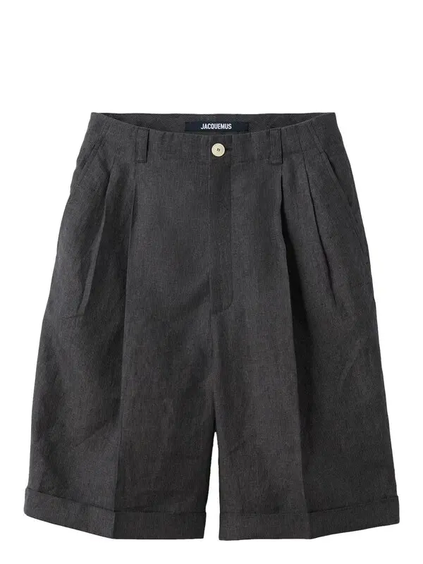 Jacquemus Le Short Pastro Linen Shorts - Gray