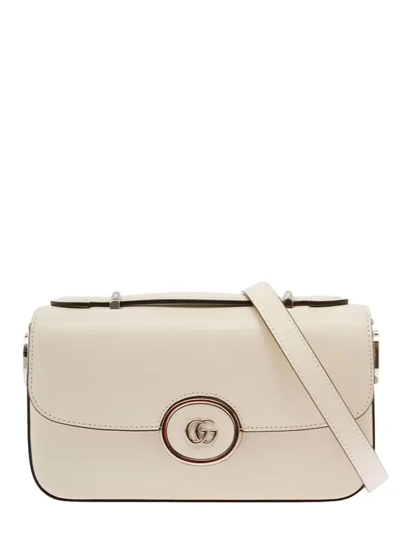 Gucci Petite Gg Mini Shoulder Bag With Double G Detail - White