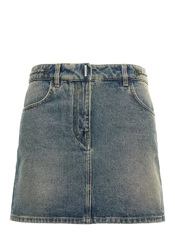 Givenchy Denim Mini Skirt With Chain Detail - Blue