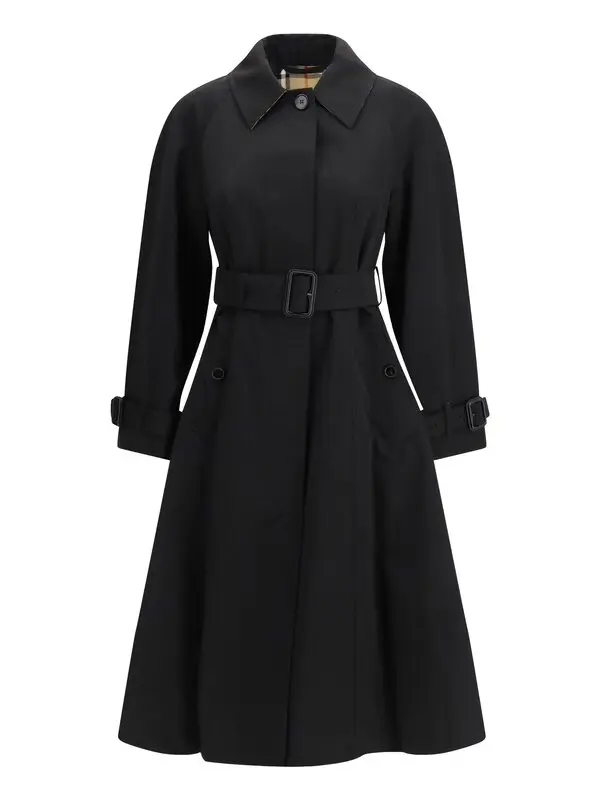 Burberry Ellingham Gabardine Trench Coat - Black