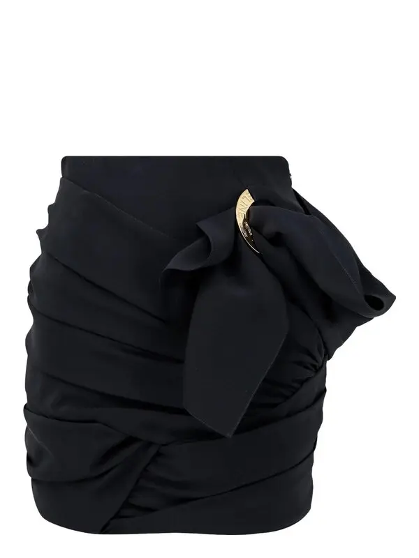 Celine Draped Mini Skirt With Logo Detail - Black