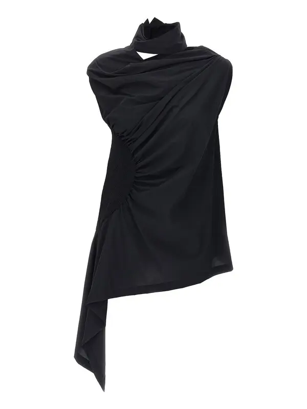 Issey Miyake Asymmetrical Draped Top - Black