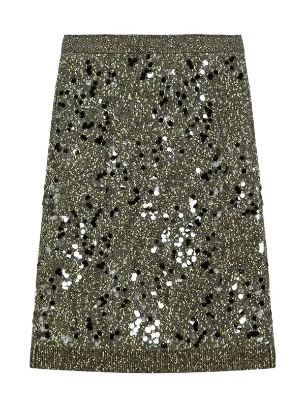 Gucci Sequined Viscose And Tweed Blend Skirt - Green