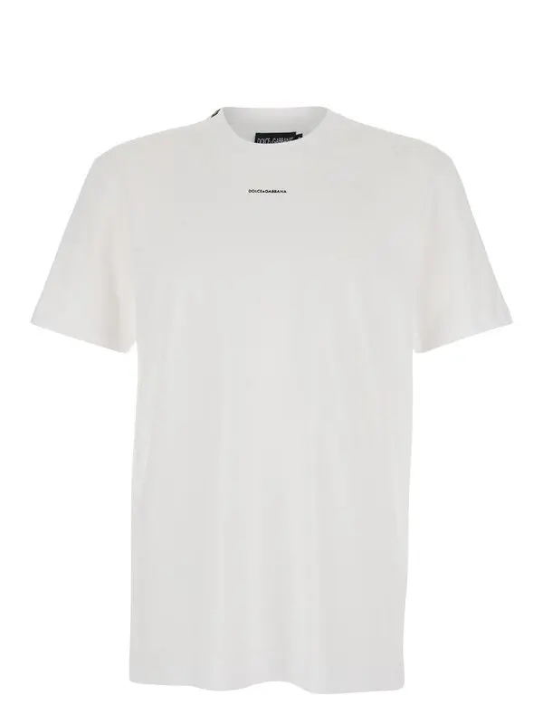 Dolce & Gabbana T-shirt With Logo On The Front In Cotton For - White