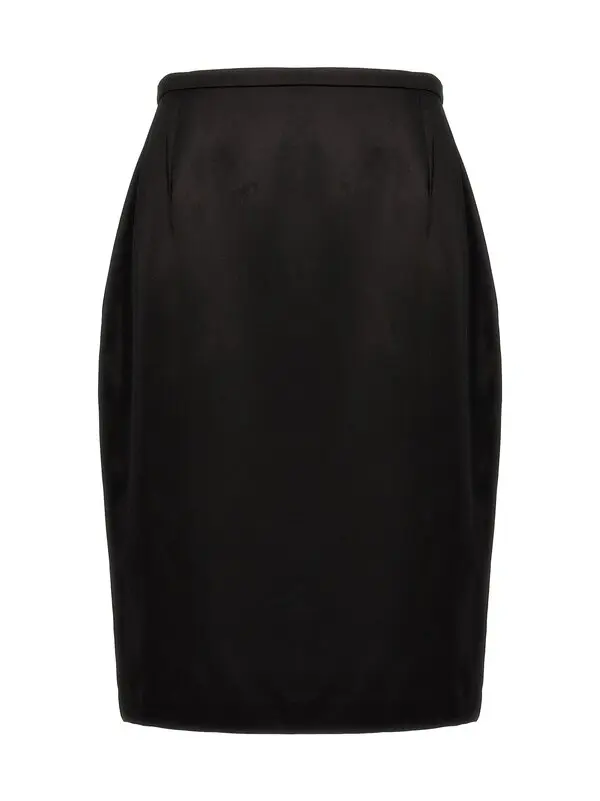 Saint Laurent Satin Pencil Skirt - Black