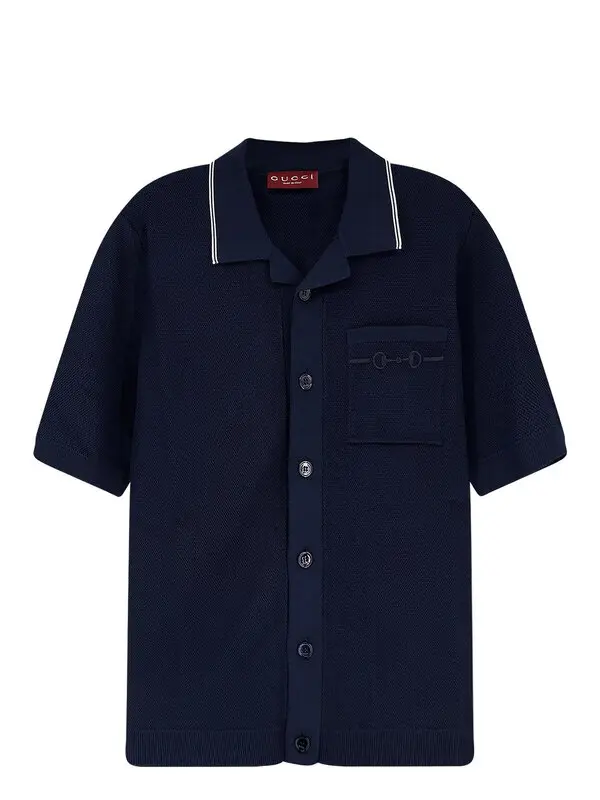 Gucci Viscose Blend Polo Shirt With Front Horsebit Embroidery - Multicolor