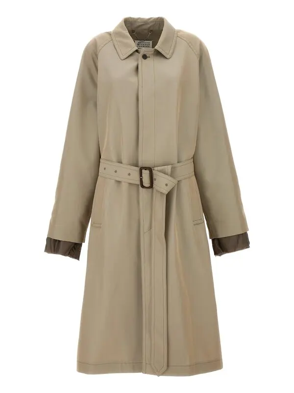 MAISON MARGIELA Long Single-breasted Trench Coat - Cream