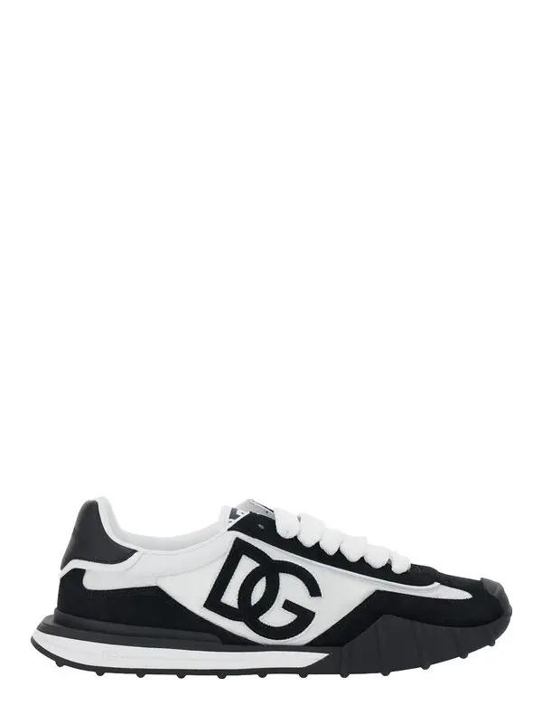 Dolce & Gabbana Leather Logo Patch Low Top Sneakers - White
