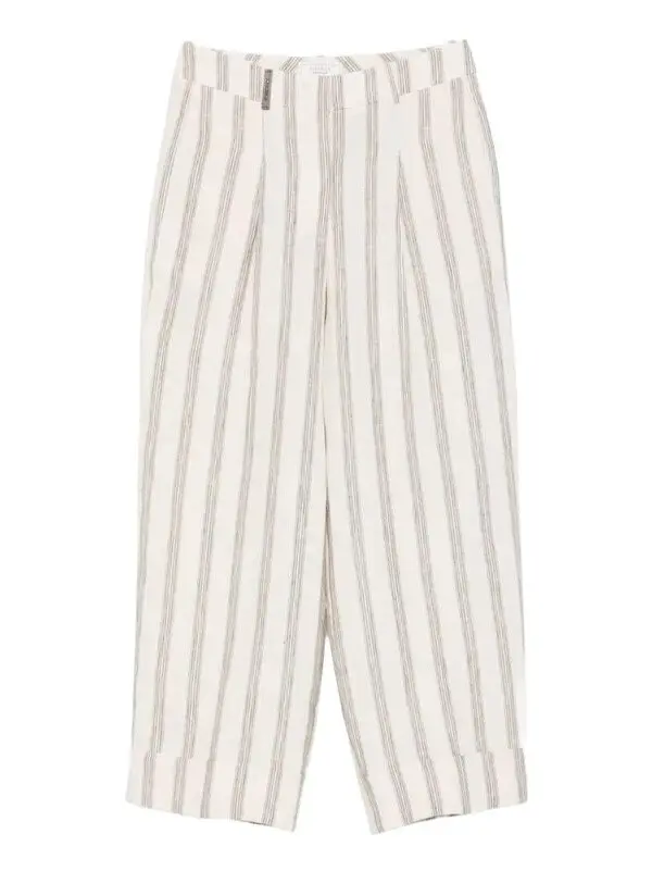Peserico Linen Striped Tailored Pants - Multicolor
