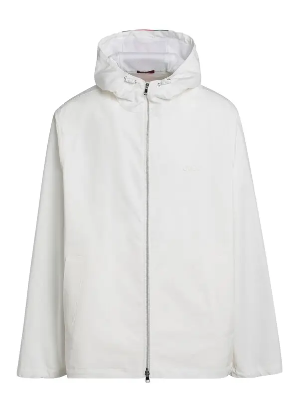 Gucci Hooded Zip-up Jacket With Logo Detail - White