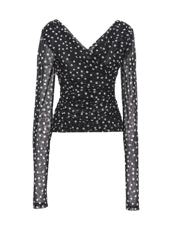 Dolce & Gabbana Mambo" Polka Dot Stretch Tulle Top - Multicolor