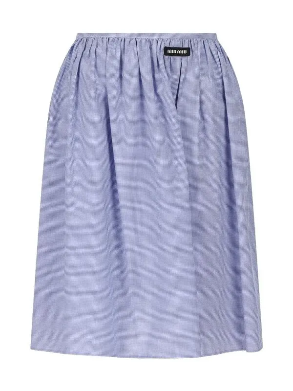Miu Miu Midi Skirt With Check Pattern And Embroidery - Multicolor