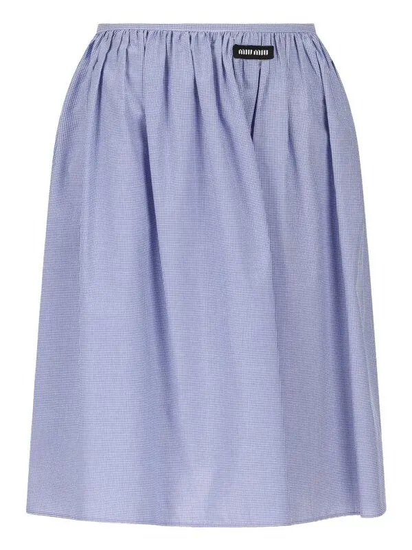 Miu Miu Midi Skirt With Check Pattern And Embroidery - Multicolor