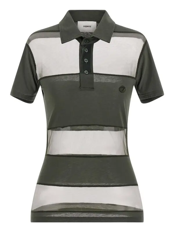 Coperni Sheer Striped Polo Shirt - Green