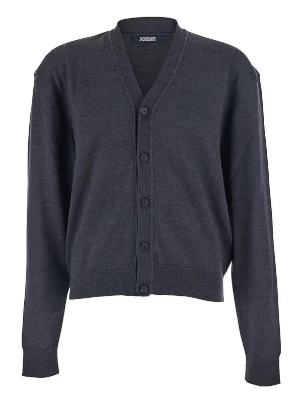 Jacquemus Cotton V-neck Cardigan With Back Logo - Multicolor