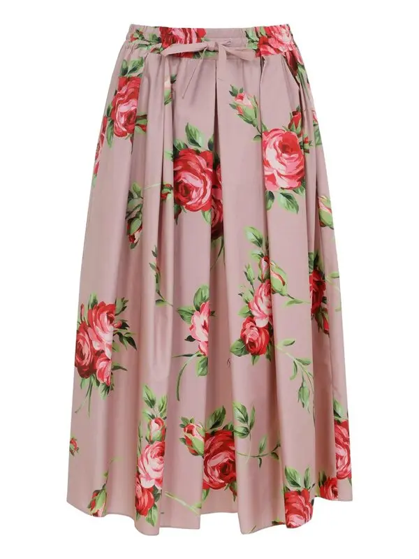 Dolce & Gabbana Cotton Skirt With Rose Print - Multicolor