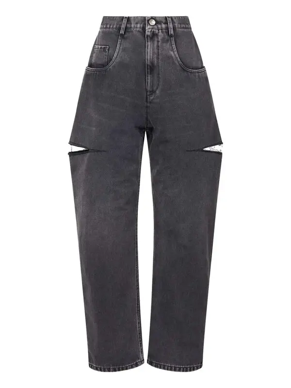 MAISON MARGIELA High-waisted Tapered Jeans With Cut-out Detail - Black