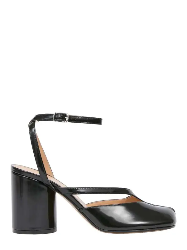MAISON MARGIELA Calfskin Tabi Pumps With 80mm Sculpted Heel And Ankle Strap - Black