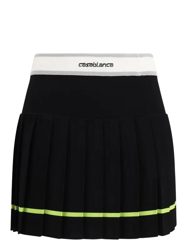 Casablanca Striped Pleated Mini Skirt - Black
