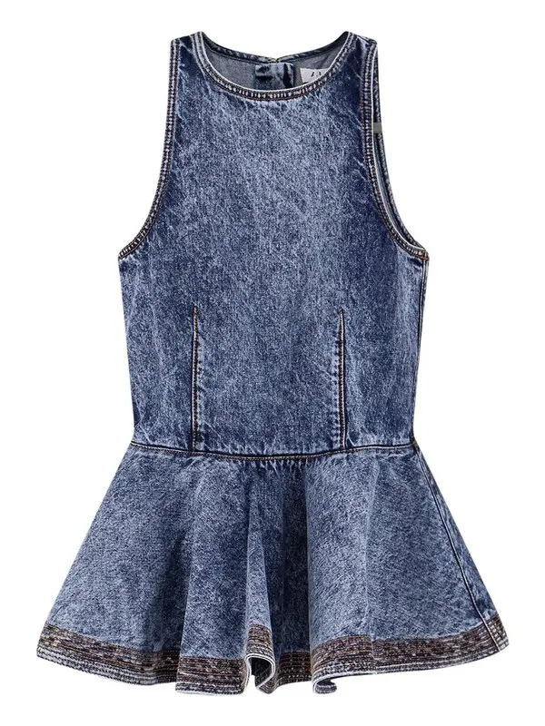 Alaïa Sleeveless Peplum Denim Top - Multicolor