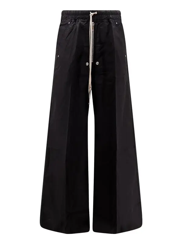 Rick Owens Wide Leg Cotton Trousers - Black