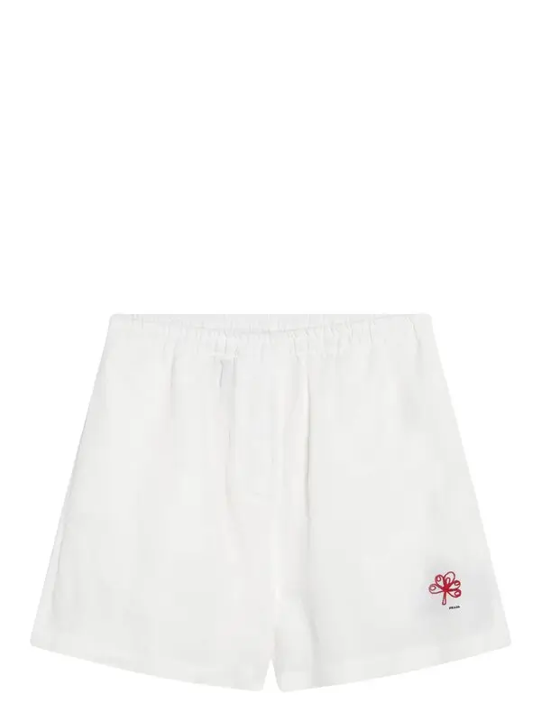 Prada Embroidered Linen Shorts - White