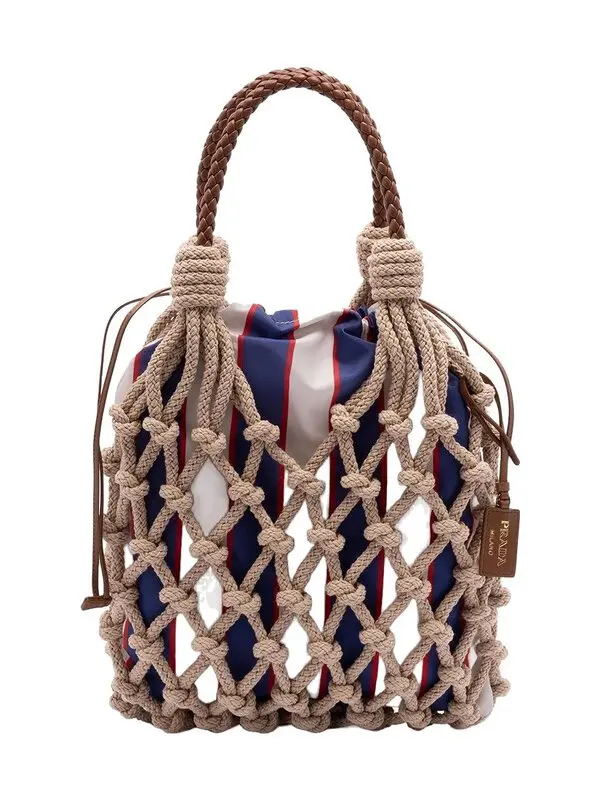 Prada Cotton And Leather Handbag - Multicolor