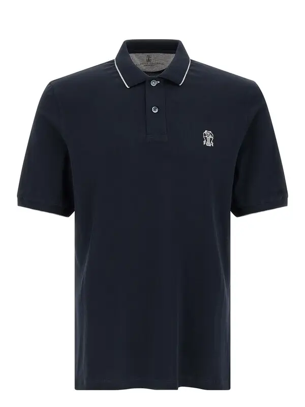 Brunello Cucinelli Stretch Jersey Polo Shirt - Blue