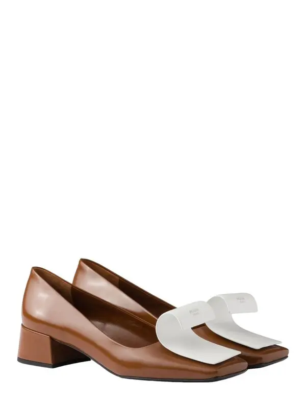Prada Spazzolato Bicolore Pumps - Brown
