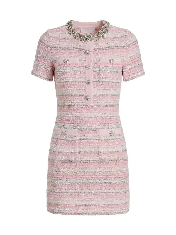 SELF-PORTRAIT Textured Knit Mini Dress - Multicolor
