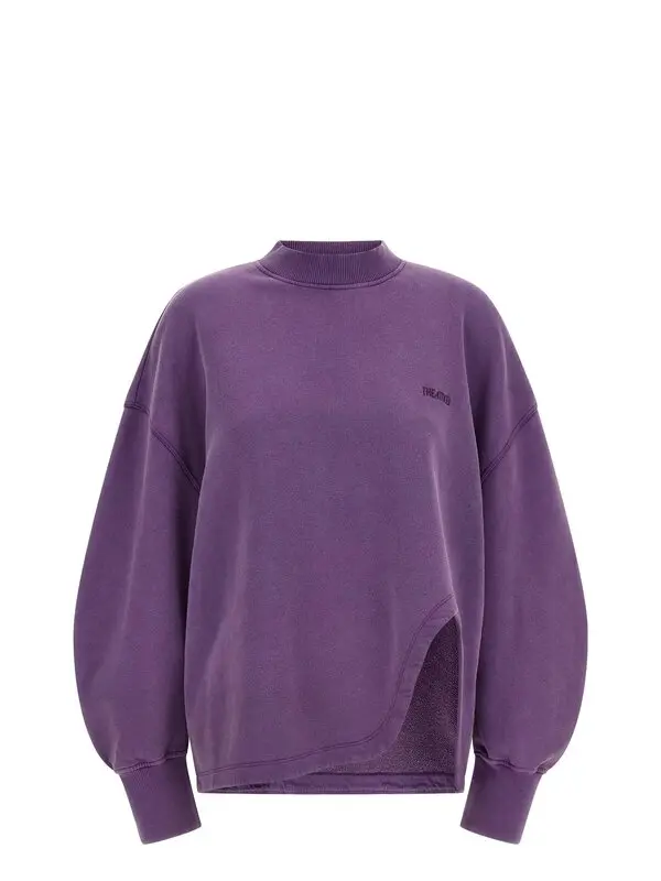 Attico Oversized Fleece Sweatshirt With Asymmetrical Cutout - Purple