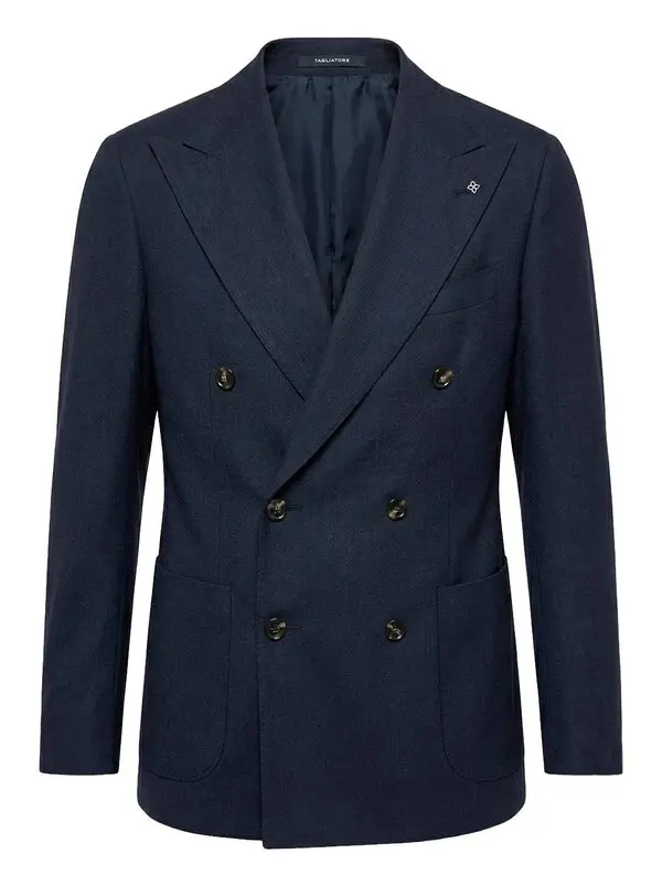 Tagliatore Double Breasted Linen Jacket - Multicolor