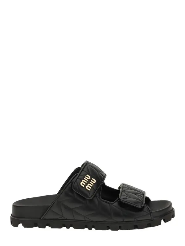 Miu Miu Quilted Napa Leather Heeled Sandals - Black