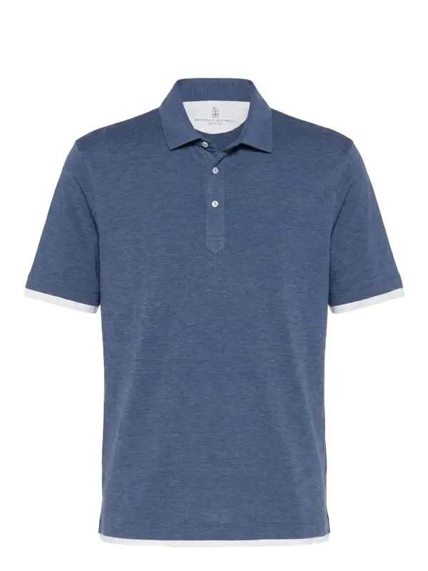 Brunello Cucinelli Short Sleeve Polo Shirt With Faux-layering - Multicolor