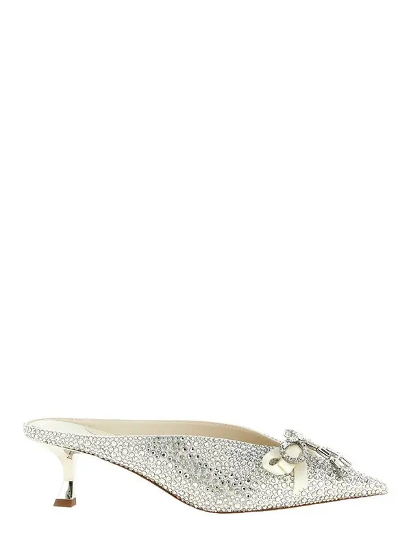 JIMMY CHOO Auria Embellished Satin Mules - Silver