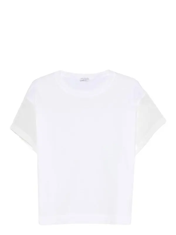 Brunello Cucinelli Cotton T-shirt With Sheer Panels - Multicolor